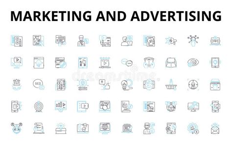 Marketing And Advertising Linear Icons Set Branding Promotion Market Research Campaigns