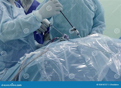 Laparoscopic Surgery Of The Abdomen Stock Image Image Of Blue