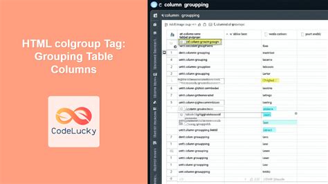 html colgroup tag grouping table columns codelucky