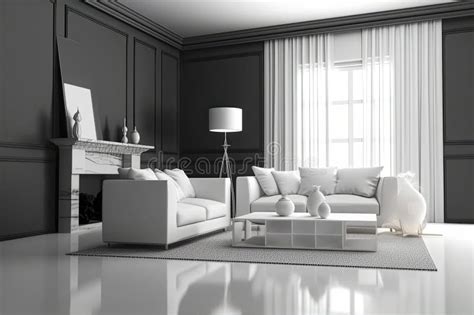 Interior Design Model Room With Sofa 3d Illustration Stock Illustration Illustration Of Beige