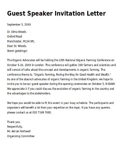 Sample Letter Of Invitation For Guest Speaker Google Vrogue Co