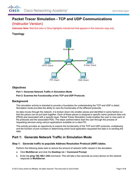 Using The Simulation Mode Packet Tracer Network