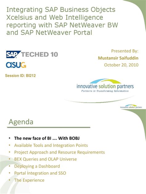 Integrating Sap Business Objects Xcelsius And Web Intelligence Reporting With Sap Netweaver Bw