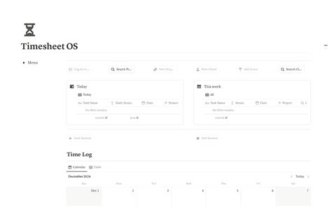 Timesheet Tracker Os Template By St3v3nss Notion Marketplace