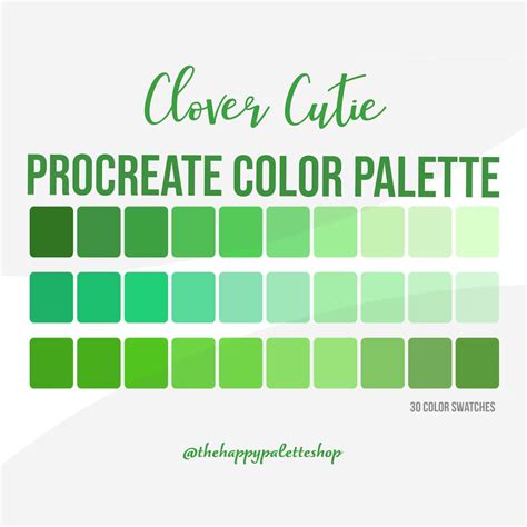 Green Procreate Color Palette Lettering Digital Art Cute Color Palette Ipad Procreate