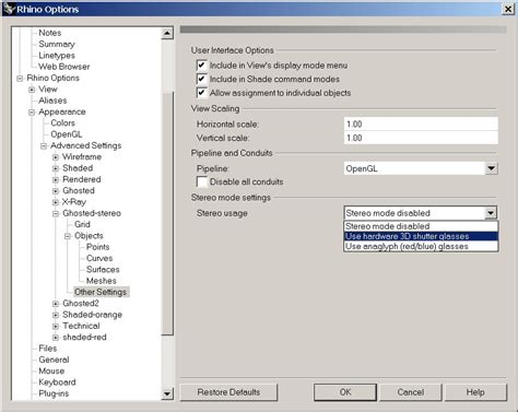 Rhino Stereo Viewing Advanced Display Mode McNeel Wiki