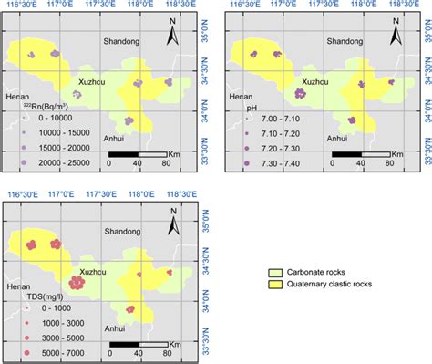 Spatial Variation Of ²²²rn Ph And Tds In The Investigated Groundwater Download Scientific