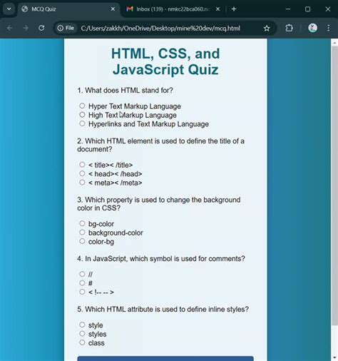 Devminds Html Css Javascript Quiz Webdevelopment Webdesign Coding Radiya Kasim