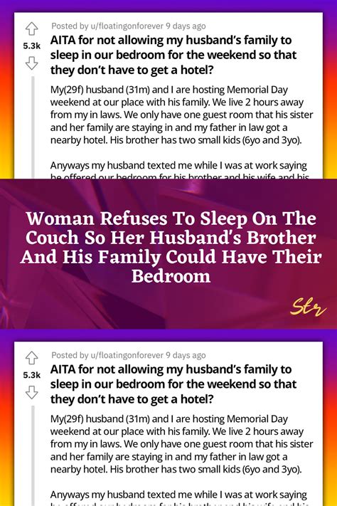 Woman Refuses To Sleep On The Couch So Her Husband S Brother And His