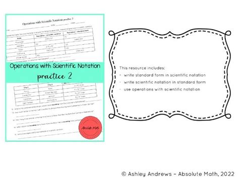Operations With Scientific Notation Practice 2 Teaching Resources