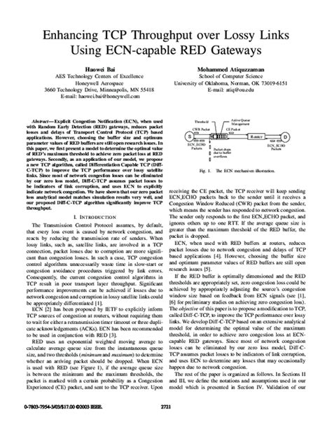 pdf enhancing tcp throughput over lossy links using ecn capable red