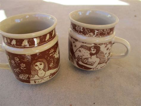 Vintage 1976 Taylor And Ng Adam And Eve Ceramic Cups Mugs Whimsical Rare