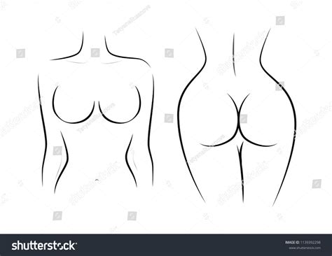 Contour Naked Female Figure Front Back Stock Vector Royalty Free Shutterstock