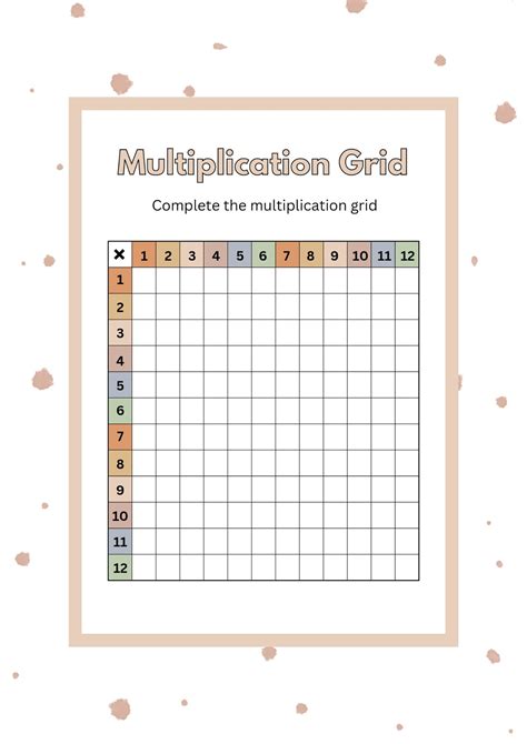 Colored Grid Multiplication Chart