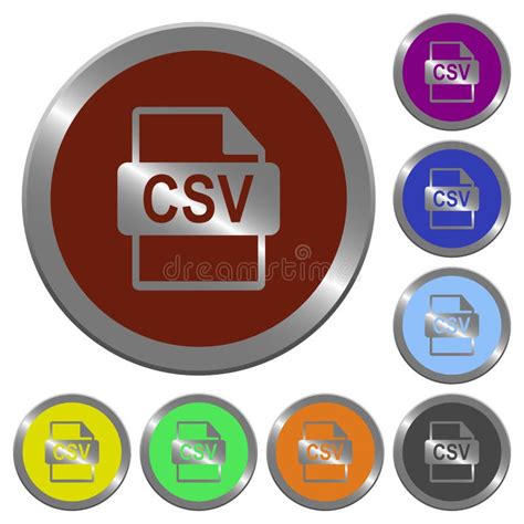 Set Of Glossy Coin Like CSV File Format Buttons Stock Illustration