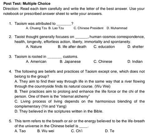 Post Test Multiple Choice Direction Read Each Studyx