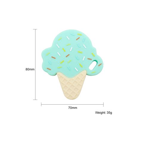 Силиконова бебешка играчка за зъби във формата на сладолед светло зелена Emag Bg