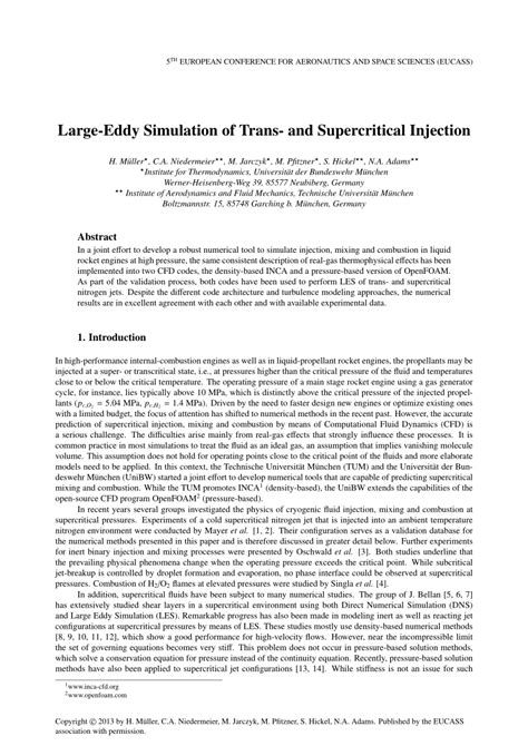 Pdf Large Eddy Simulations Of Trans And Supercritical Injection Processes