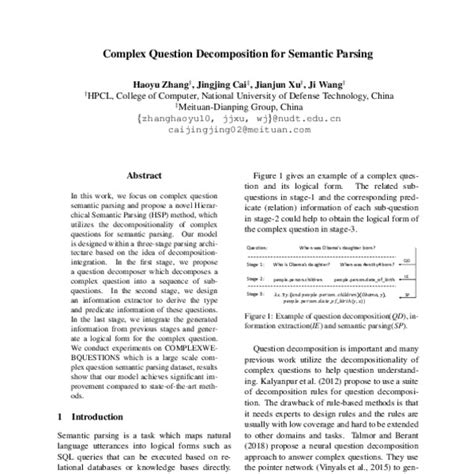 Complex Question Decomposition For Semantic Parsing Acl Anthology