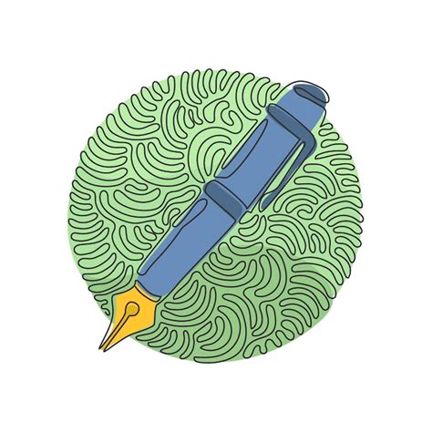 Premium Vector Continuous One Line Drawing Pen Write Icon Line Glyph Version Signature Pen