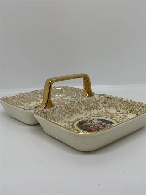 Vintage Empire England Handled Two Segment Dish 20x10cm Vintage Keepsakes