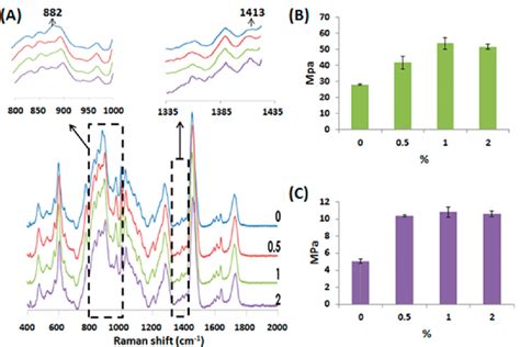 A Raman Spectra Of The Puha Hybrid Scaffolds With Different