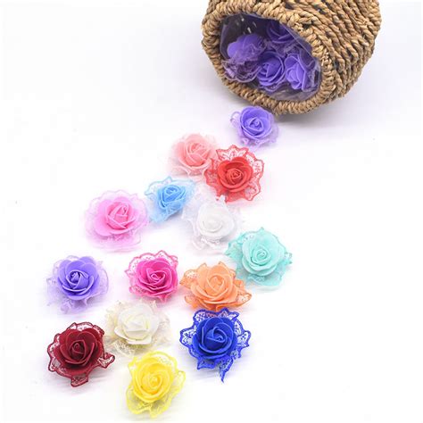 Badu Bg 50 бр Изкуствена пяна Дантелени розови глави 3 5 см Цвете за Направи си сам венец