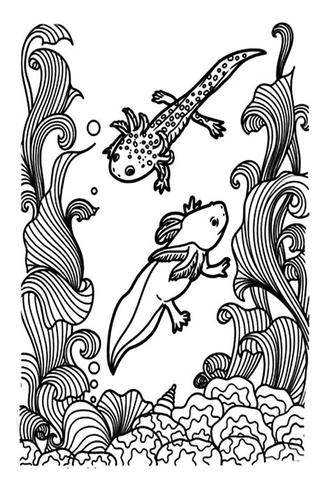 Realistic Axolotl Coloring Page