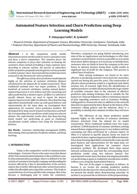 Automated Feature Selection And Churn Prediction Using Deep Learning