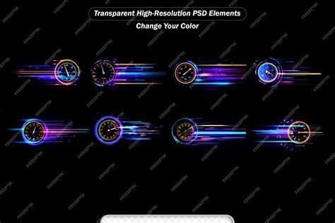 Premium Psd Speedometer Speed Car Auto Dashboard Design Speed Meter Abstract Technology Set