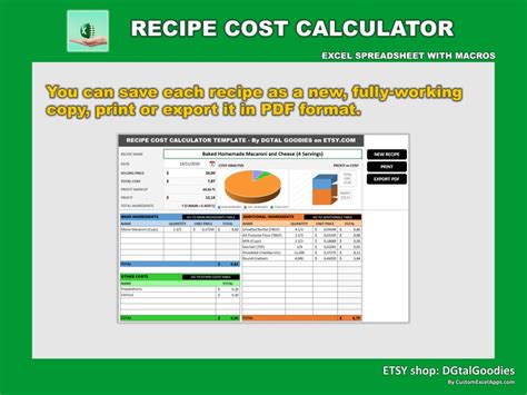 Recipe Costing Excel Spreadsheet For Amateur And Professional Cooks And Chefs Find The Cost
