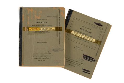 Bonhams Edvac 1946 Progress Report Progress Report On The Edvac Electronic Discrete Variable