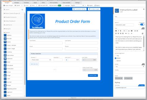 Customize Form Label Control Background Color With Css In Nintex