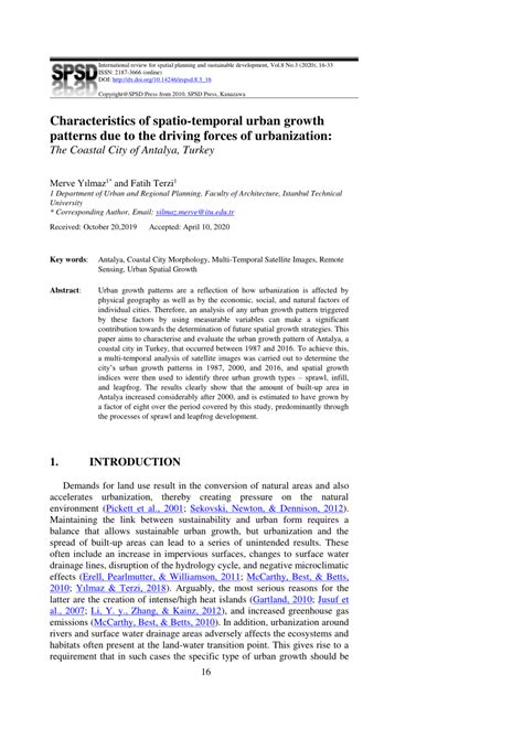 Pdf Characteristics Of Spatio Temporal Urban Growth Patterns Due To The Driving Forces Of