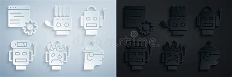 Set Robot Burned Out Low Battery Charge Smart Glasses Mechanical