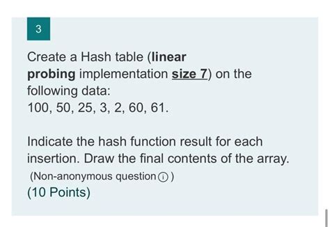 Solved Create A Hash Table Linear Probing Implementation Chegg