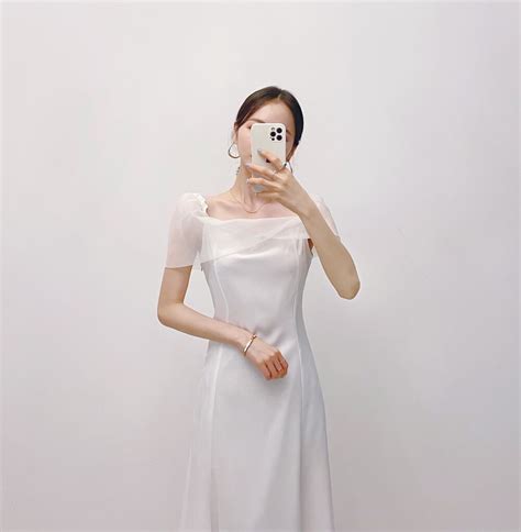 시엘로 셀프웨딩 피로연 오간자 오프숄더 투웨이 실키 원피스