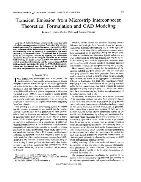 Pdf Transient Emission From Microstrip Interconnects Theoretical Formulation And Cad Modeling