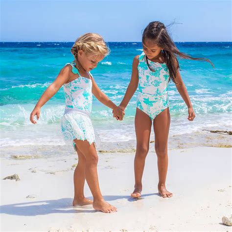 Mermaid Toile Girls Shell Trimmed One Shoulder One Piece Swimsuit 2 10