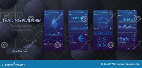Mobile App Infographic Template With Modern Design Weekly And Annual Statistics Graphs Pie
