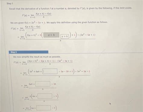 Solved Recall That The Derivative Of A Function F At A