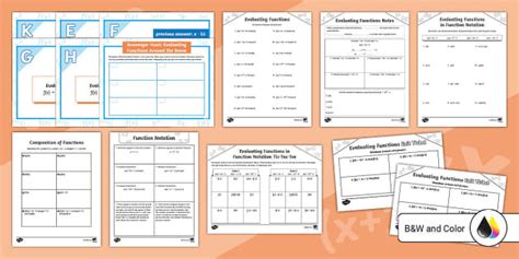 Algebra I Evaluating Functions Activity Pack Teacher Made
