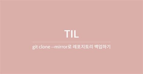 Git Clone Mirror로 레포지토리 백업하기
