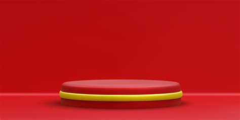 3d 현실적인 빨간색 라운드 연단 밝은 배경에 금색 원이 있는 장면과 플랫폼 수상 및 우승자를위한 디자인 받침대 벡터 그림 0명에 대한 스톡 벡터 아트 및 기타 이미지