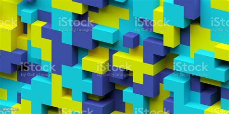 3d Render Abstract Geometric Background Colorful Constructor Logic Game Cubic Mosaic Structure