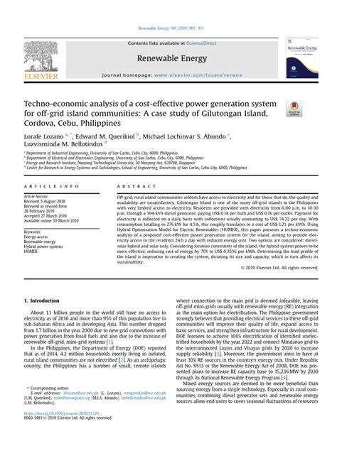 Techno Economic Analysis Of A Cost Effective Power Generation System Pdf Photovoltaics