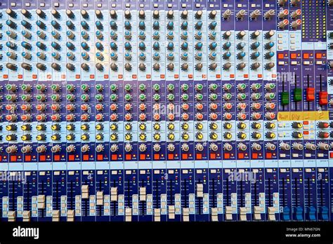 Professional Sound Control Panel Close Up Stock Photo Alamy