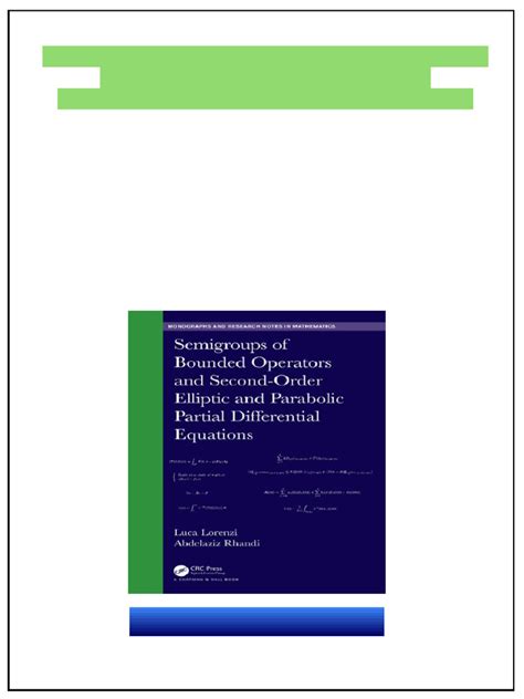 Semigroups Of Bounded Operators And Second Order Elliptic And Parabolic Partial Differential