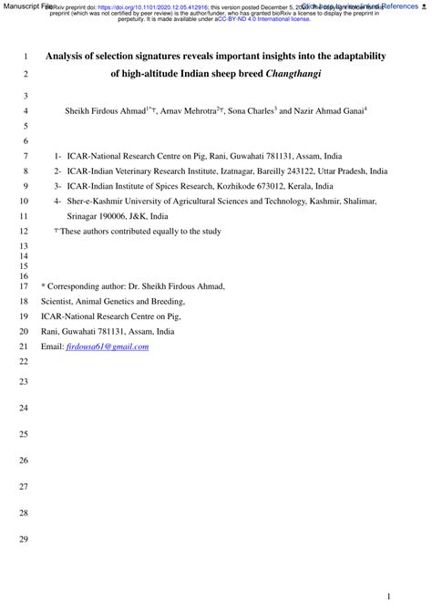 Pdf Analysis Of Selection Signatures Reveals Important Insights Into The Adaptability Of High