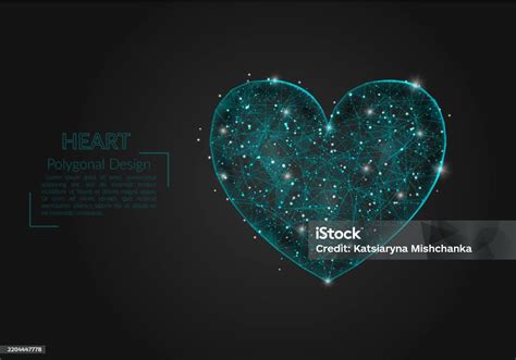 심장의 추상적 인 고립 된 파란색 이미지 다각형 일러스트레이션은 블라스크 밤하늘의 별처럼 보이거나 날아다니는 유리 파편처럼 보입니다 웹사이트 웹 인터넷을 위한 디지털 디자인